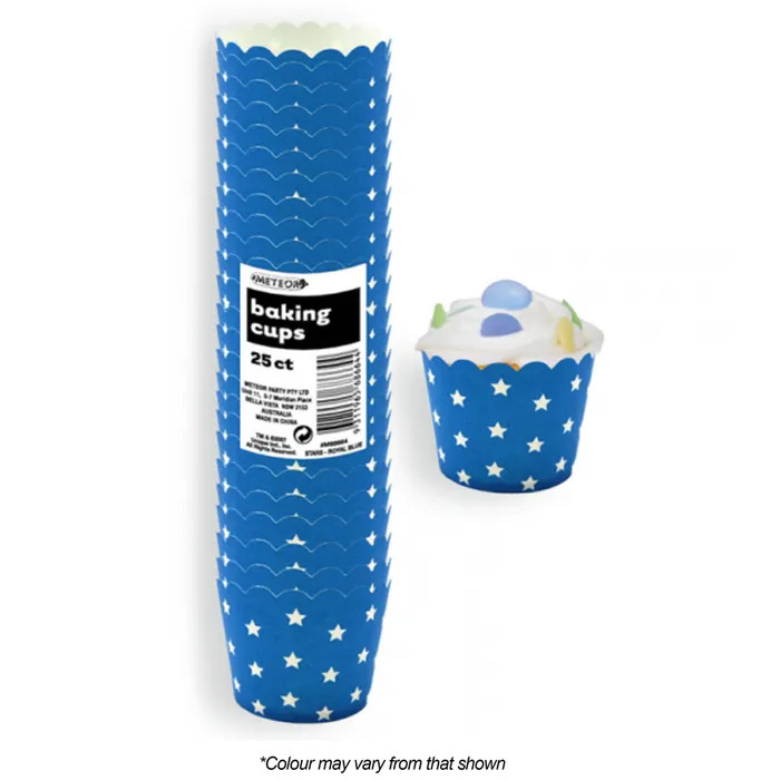 Stars Royal Blue Baking Cups 25 Pack