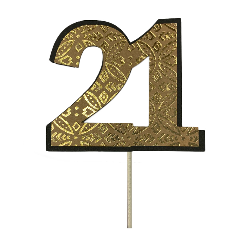 Kitchen Domain - 21 Wallpaper Cake Topper Gold 8cm