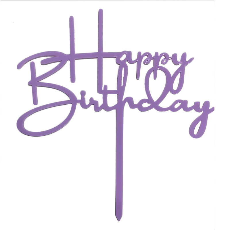 Kitchen Domain - Light Purple Happy Birthday Cake Topper
