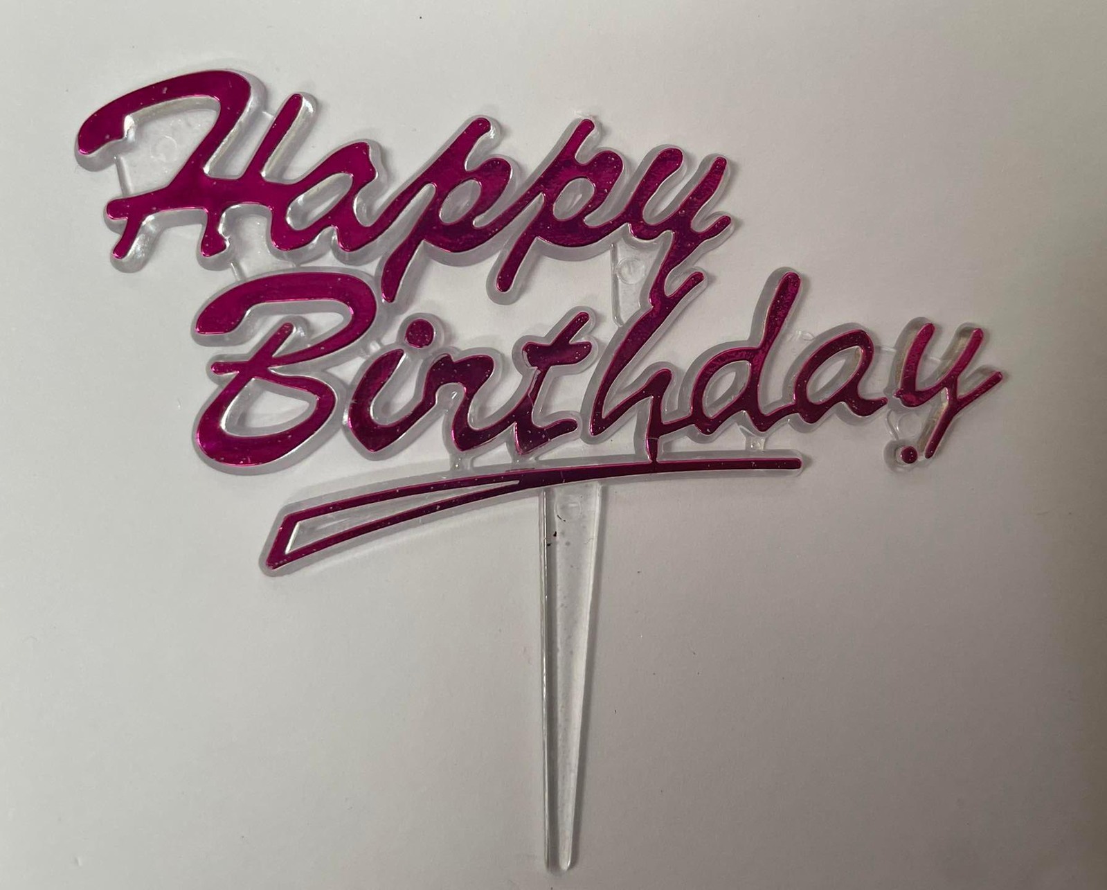 Mini Plastic Happy Birthday Pink/Purple Cake Topper