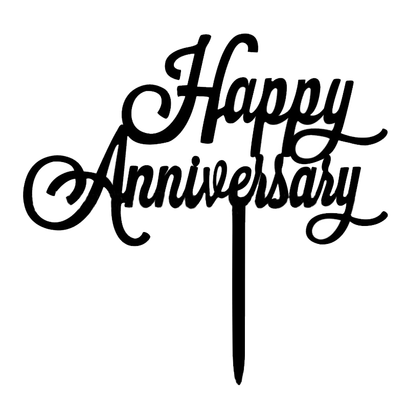 Kitchen Domain - Happy Anniversary Black Acrylic Cake Topper