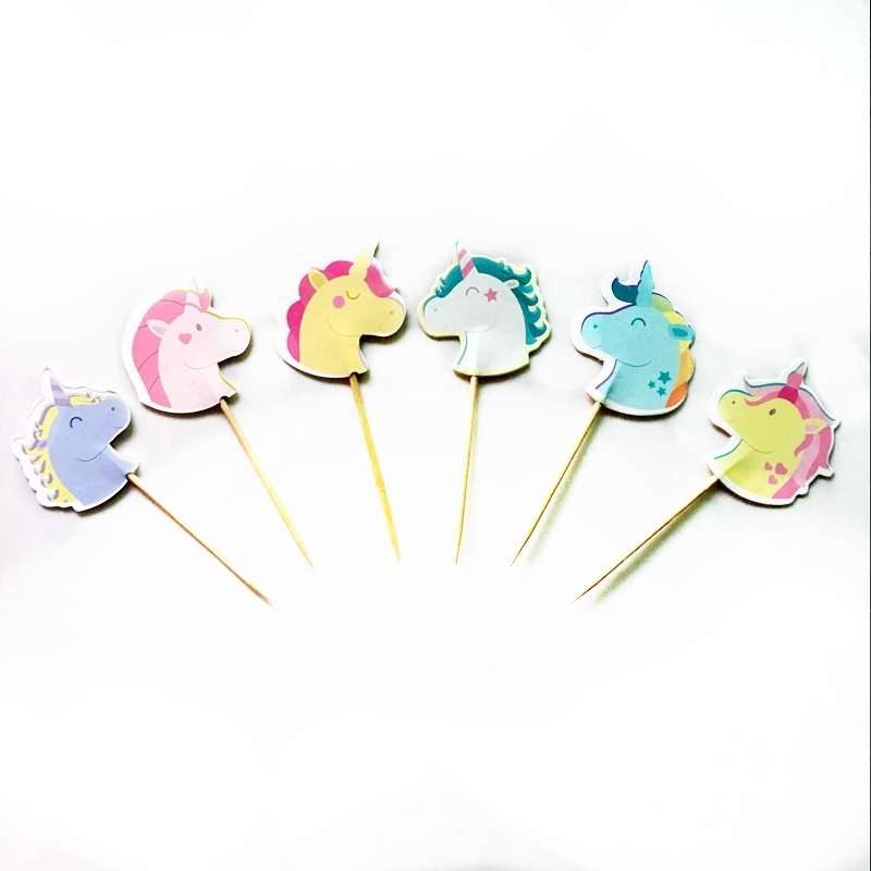 Kitchen Domain - Unicorn Head Cupcake Picks 24 Piece Set