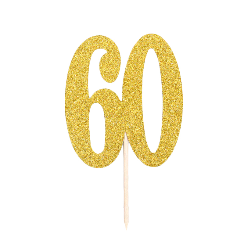 Glitter Gold 60 Cake Topper Gold
