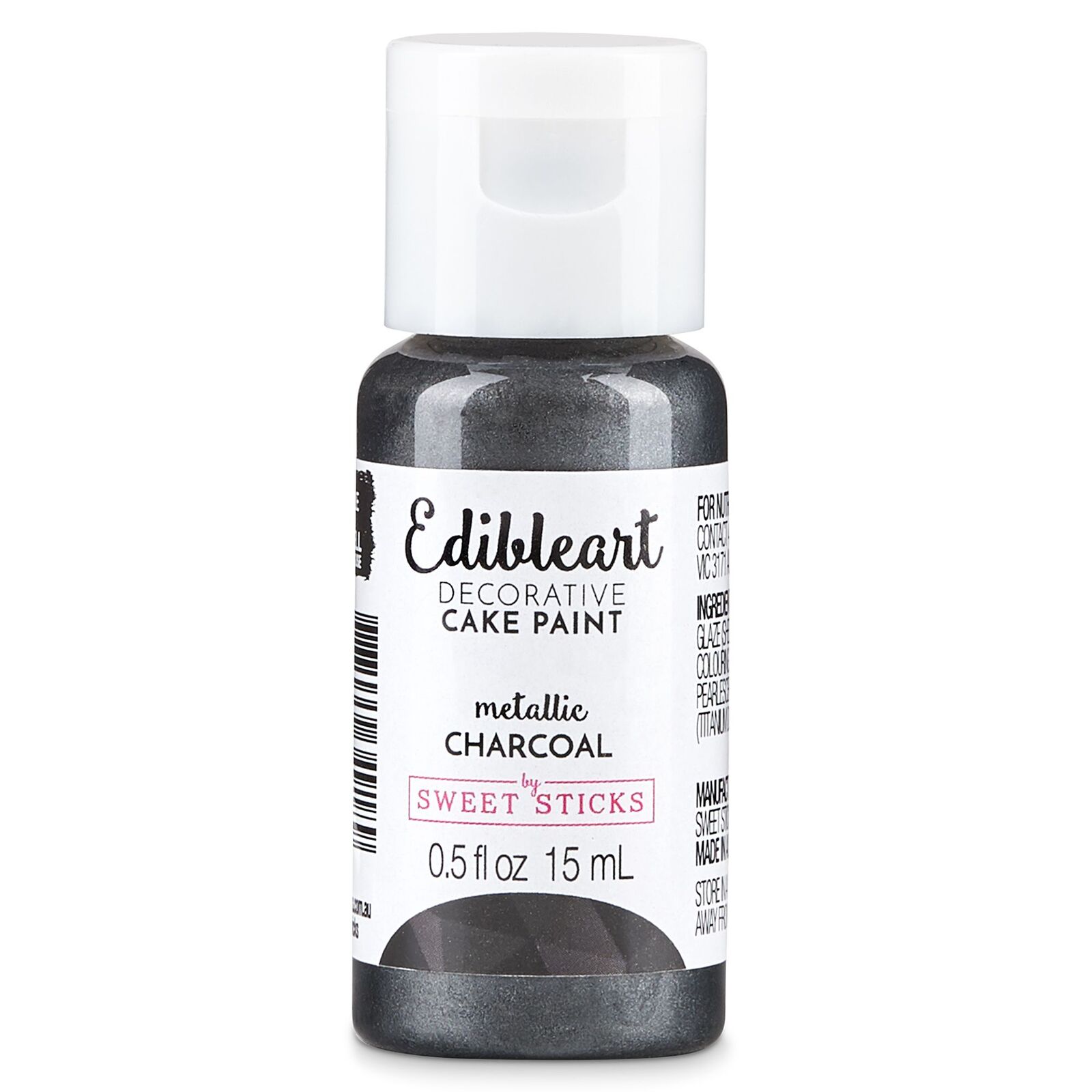 Kitchen Domain - Sweet Sticks Edible Paint Metallic Charcoal: 15ml
