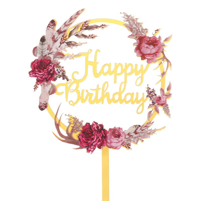 Flower Happy Birthday Topper
