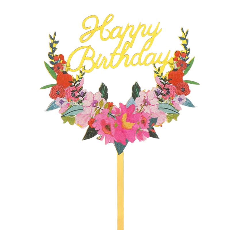 Flower Happy Birthday Topper 8.5cm