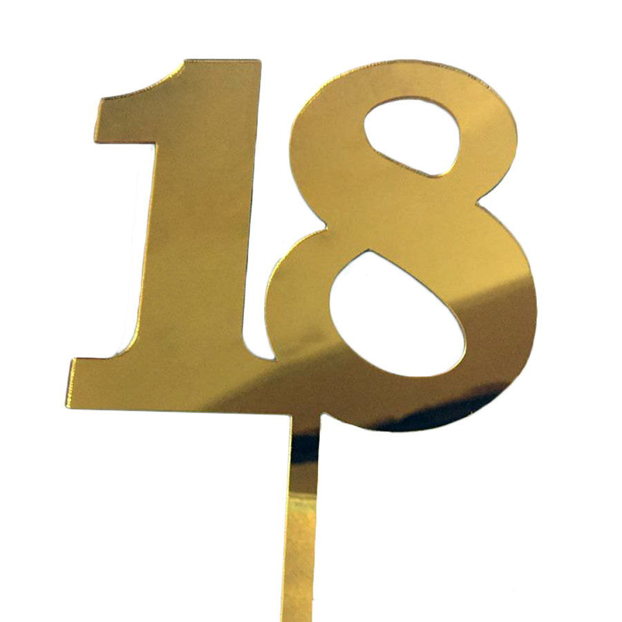 Mirror Gold 18 Cake Topper 14cm