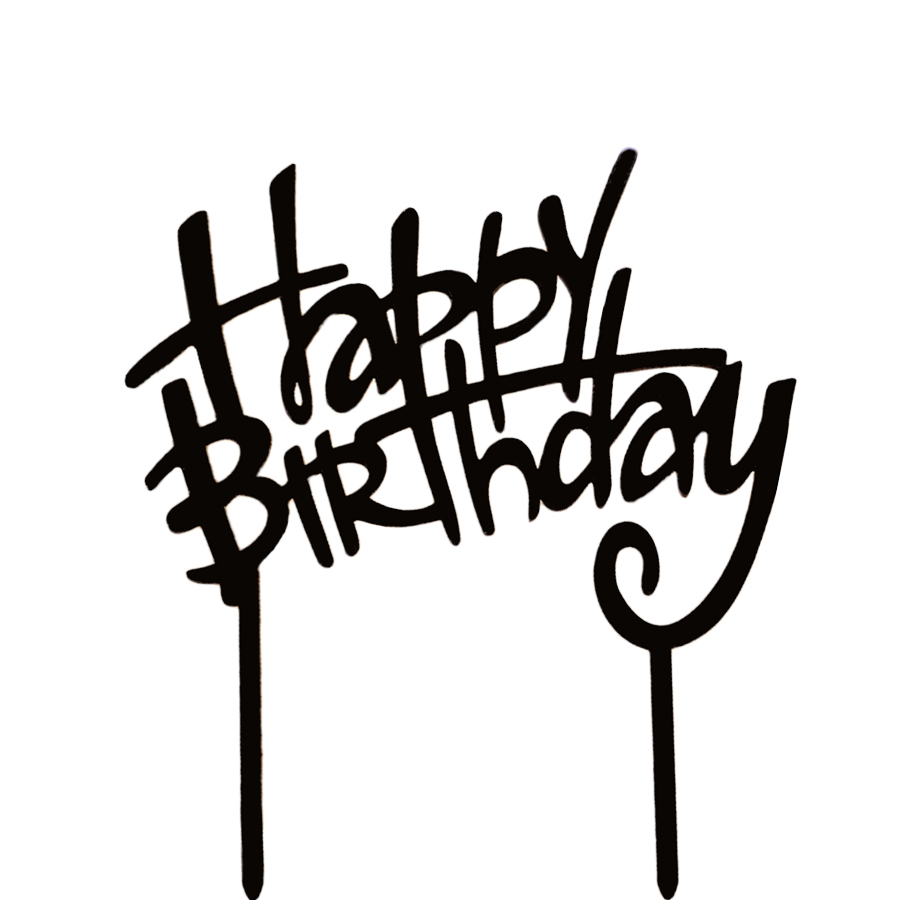 Kitchen Domain - Acrylic Black Birthday Cake Topper