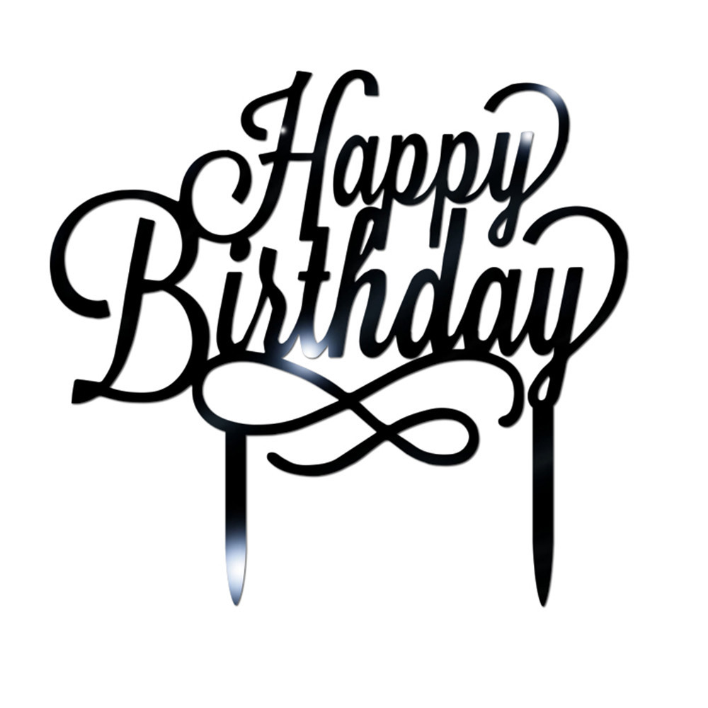 Acrylic Happy Birthday Cake Topper Black