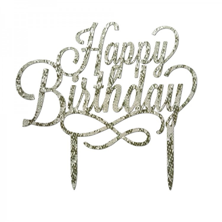 Happy Birthday Silver Acrylic