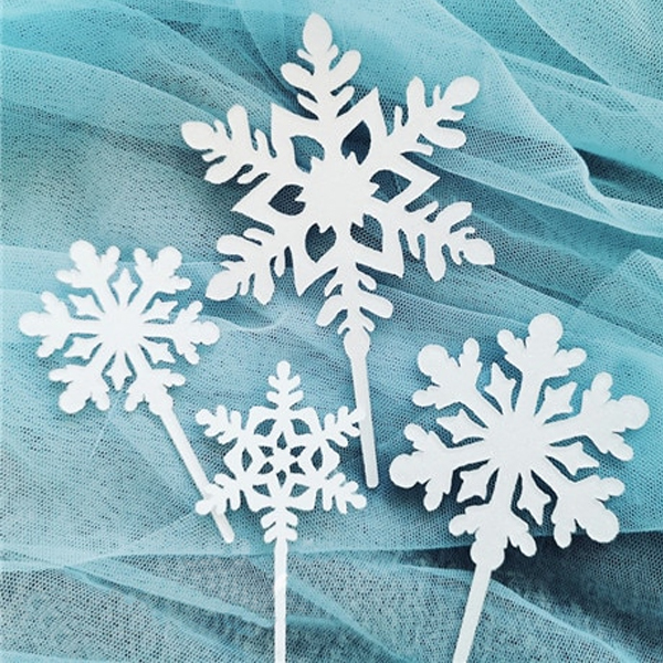 Snowflake Topper White Glitter 3pcsSnowflake Topper White Glitter 4pcs