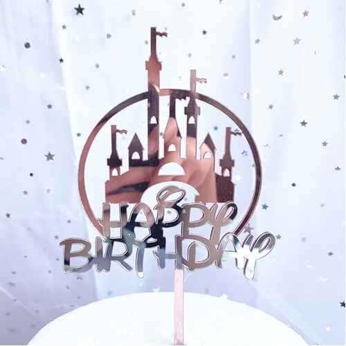 Kitchen Domain - Castle Pink & Silver Cake Topper