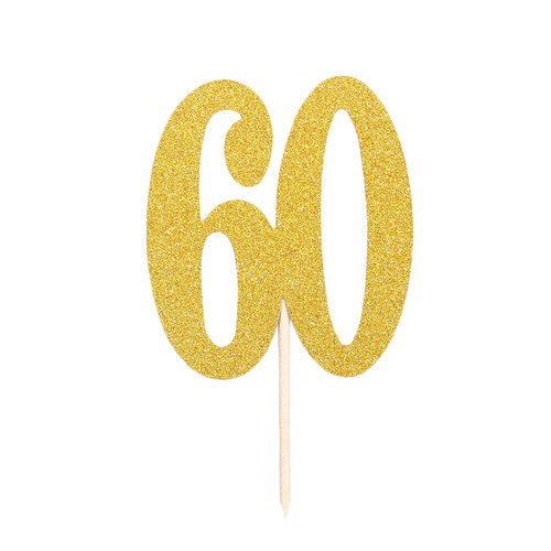 Glitter Gold 60 Cake Topper Gold