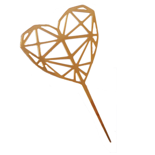 Acrylic Gold Heart Topper 13cm