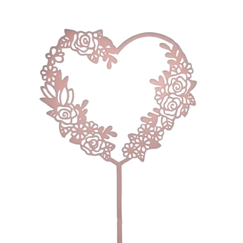 Pink Heart Rose Topper 17cm