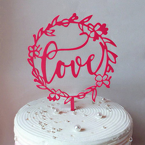 Pink Round Love Topper 16cm